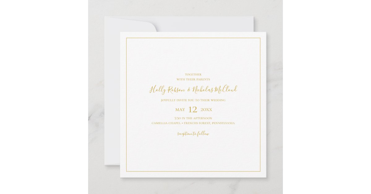 Simple Elegant Christmas | White Square Wedding Invitation | Zazzle
