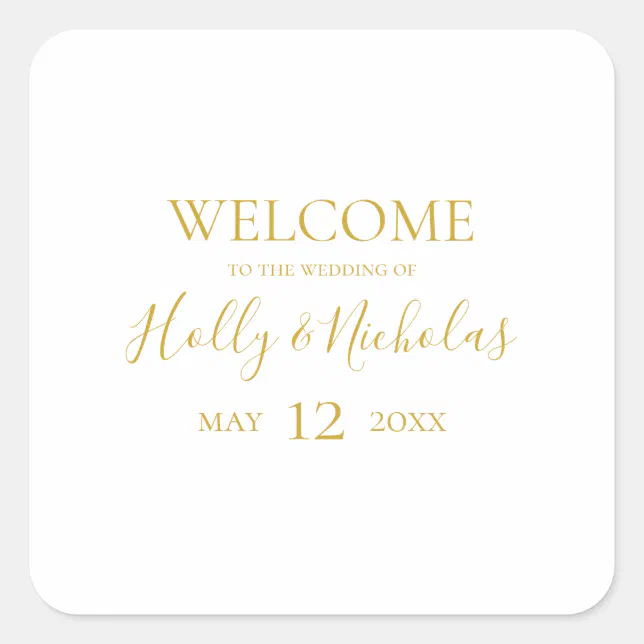 Simple Elegant Christmas | White Wedding Welcome Square Sticker | Zazzle