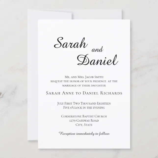 Simple Elegant Classic Bride's Parents Hosting W Invitation | Zazzle
