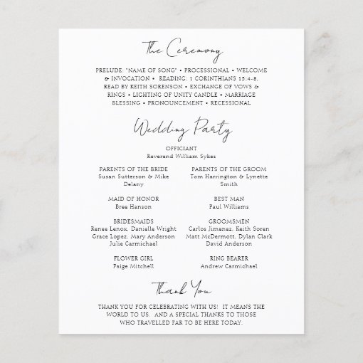Simple Elegant Classic Budget Wedding Program Flyer | Zazzle