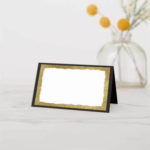Simple Elegant Classic Gold Black Party Event Place Card | Zazzle