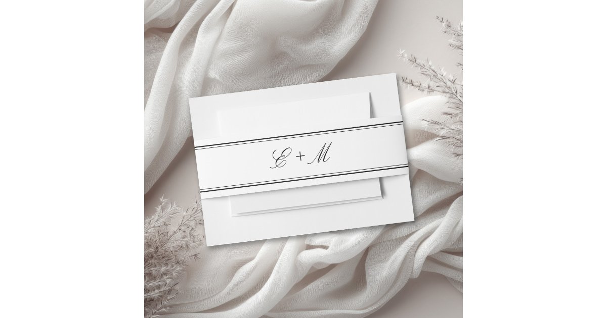 Simple Elegant Classic Monogram Initials Wedding Invitation Belly Band ...