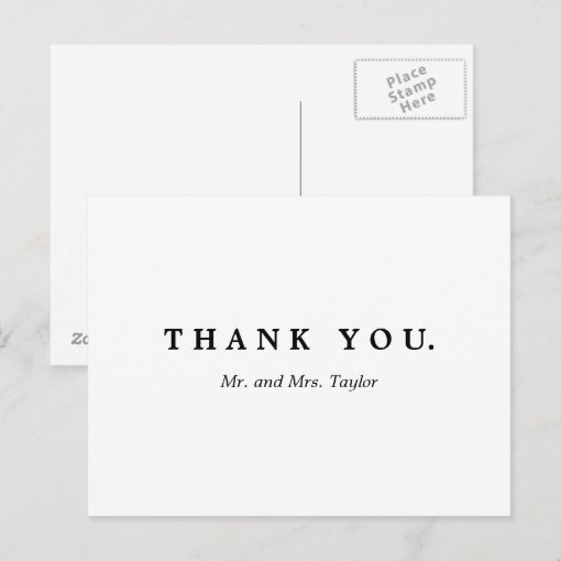 Simple Elegant | Classic Thank You Postcard | Zazzle