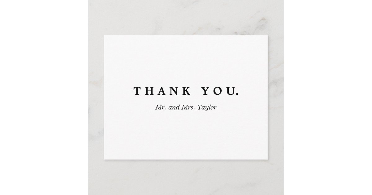Simple Elegant | Classic Thank You Postcard | Zazzle