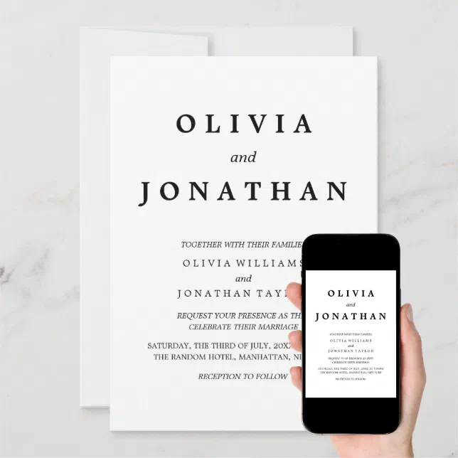 Simple Elegant | Classic Wedding Invitation | Zazzle