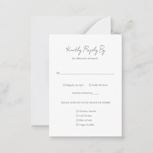 Simple Elegant Classic Wedding Mini RSVP Card | Zazzle