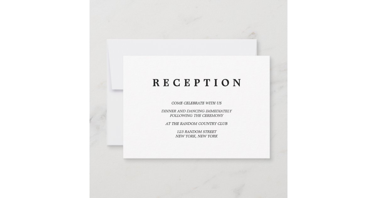 Simple Elegant | Classic Wedding Reception Card | Zazzle