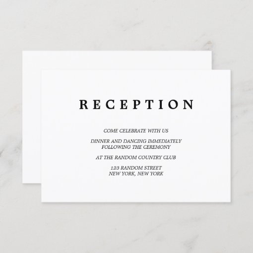 Simple Elegant | Classic Wedding Reception Card | Zazzle