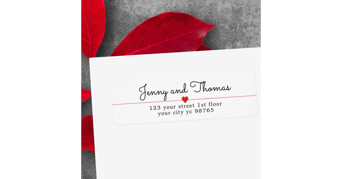 Simple Elegant Clean Heart Line Wedding Label | Zazzle