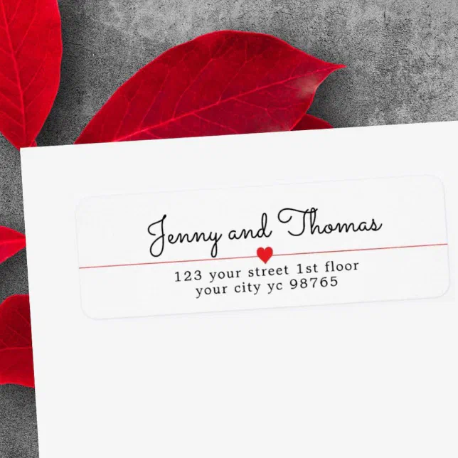 Simple Elegant Clean Heart Line Wedding Label | Zazzle