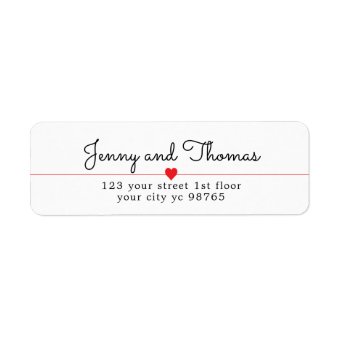 Simple Elegant Clean Heart Line Wedding Label | Zazzle