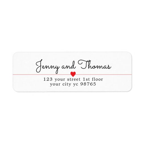 Simple Elegant Clean Heart Line Wedding Label | Zazzle