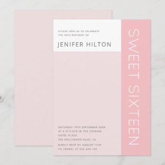 Simple elegant color block sweet sixteen invitation | Zazzle