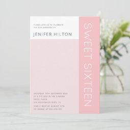 Simple elegant color block sweet sixteen invitation | Zazzle