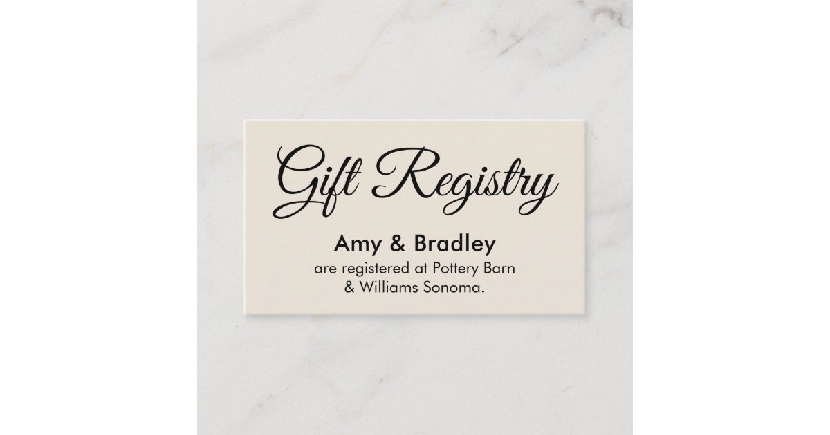 Simple, Elegant Cream Wedding Gift Registry Enclosure Card | Zazzle