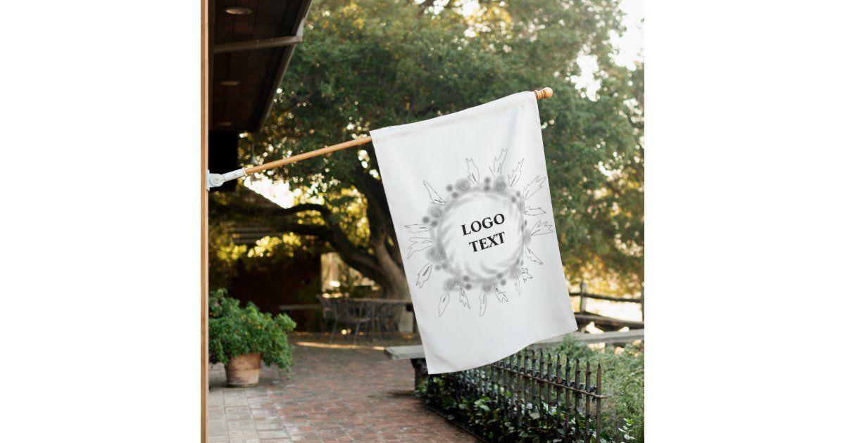 Simple elegant custom logo here company house flag | Zazzle