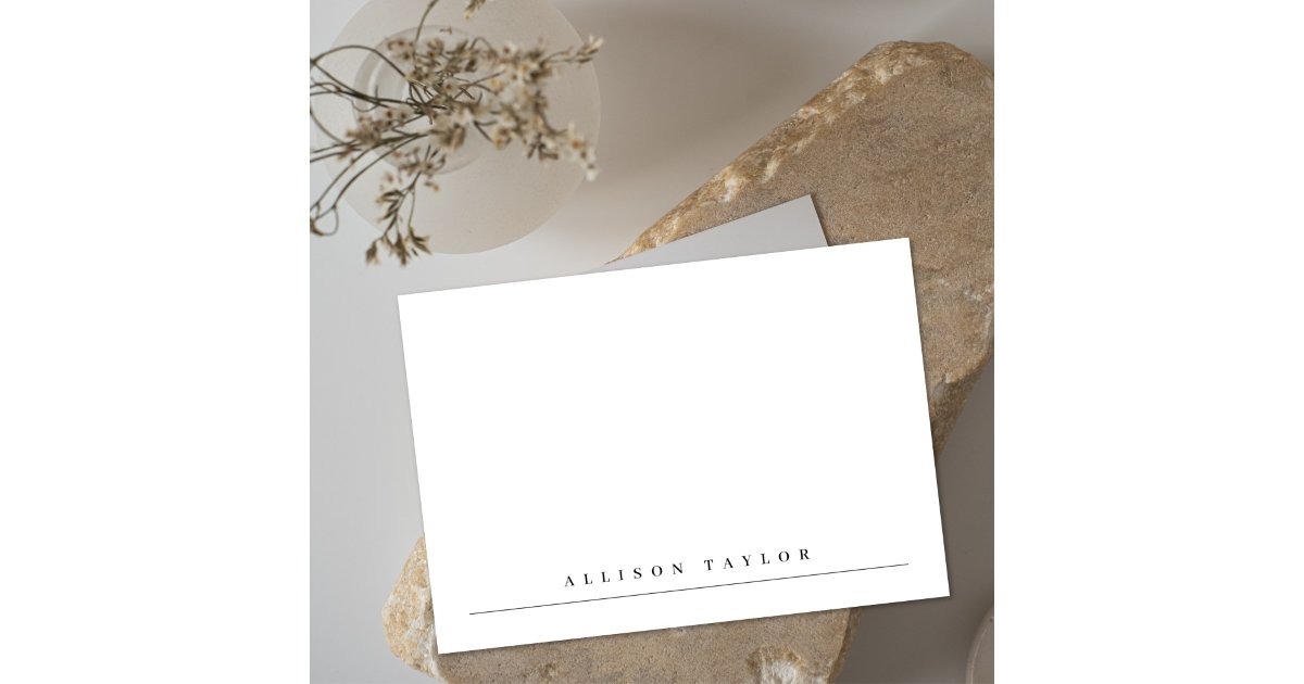 Simple Elegant Custom Name Note Card | Zazzle