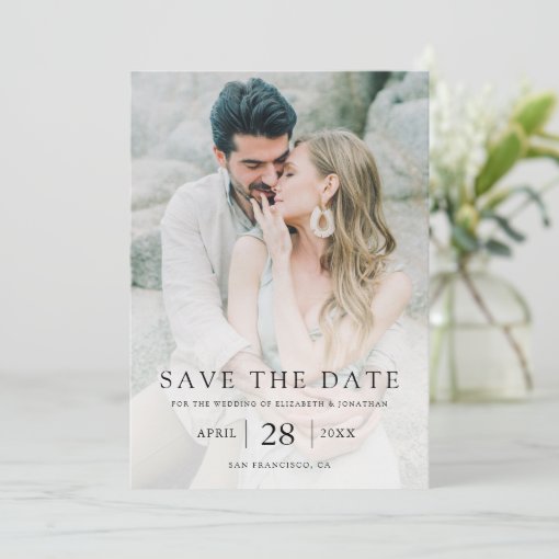 Simple Elegant Custom Photo Wedding Save The Date | Zazzle