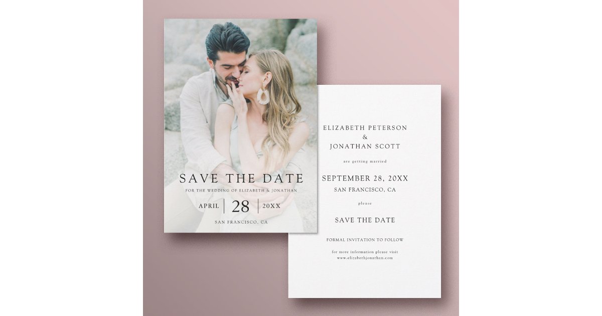 Simple Elegant Custom Photo Wedding Save The Date | Zazzle
