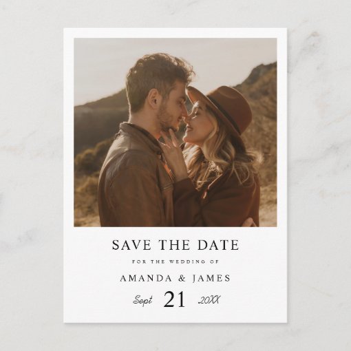 Simple Elegant Custom Photo Wedding Save the Date Invitation Postcard ...