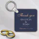 Simple Elegant Dark Blue Wedding Thank you Keychain | Zazzle