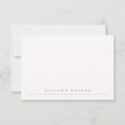 Simple Elegant Dark Grey Custom Name Note Card | Zazzle
