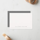 Simple Elegant Dark Grey Custom Name Note Card | Zazzle