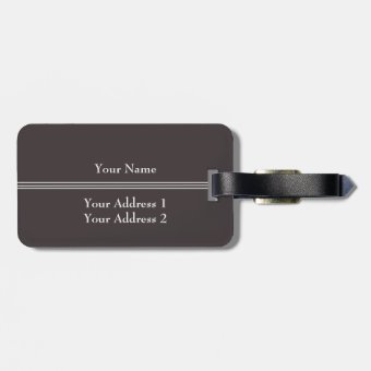 Simple Elegant Dark Grey Monogram Luggage Tag | Zazzle
