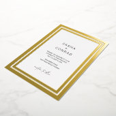 Simple Elegant Double Border Modern Wedding Foil Invitation | Zazzle