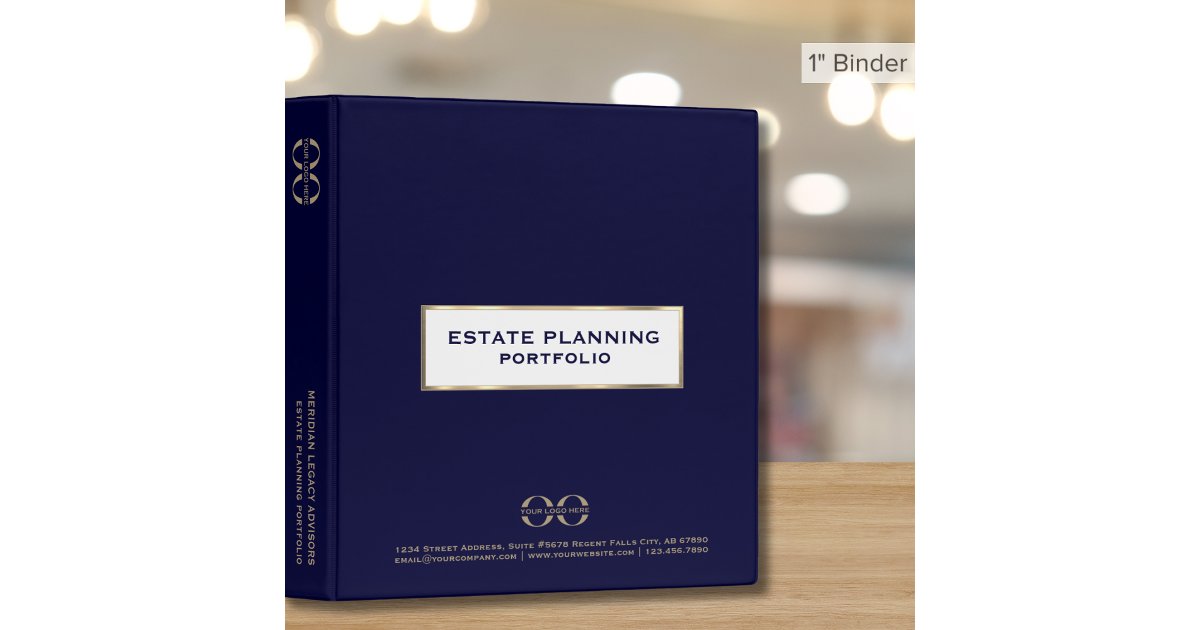 Simple Elegant Estate Planning Binder with Logo | Zazzle