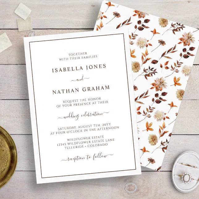 Simple Elegant Fall Leaves Wedding Invitation | Zazzle