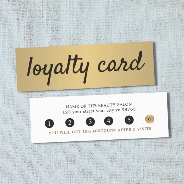 Simple Elegant Faux Gold Beauty Salon Loyalty Card | Zazzle