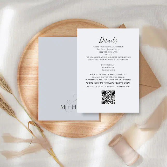 Simple Elegant Floral Foliage Details QR Code Enclosure Card | Zazzle