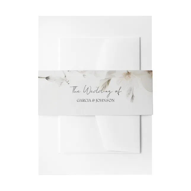 Simple Elegant Floral The Wedding Of Invitation Belly Band | Zazzle
