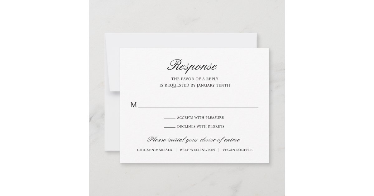 Simple Elegant Formal Traditional Wedding RSVP Card | Zazzle