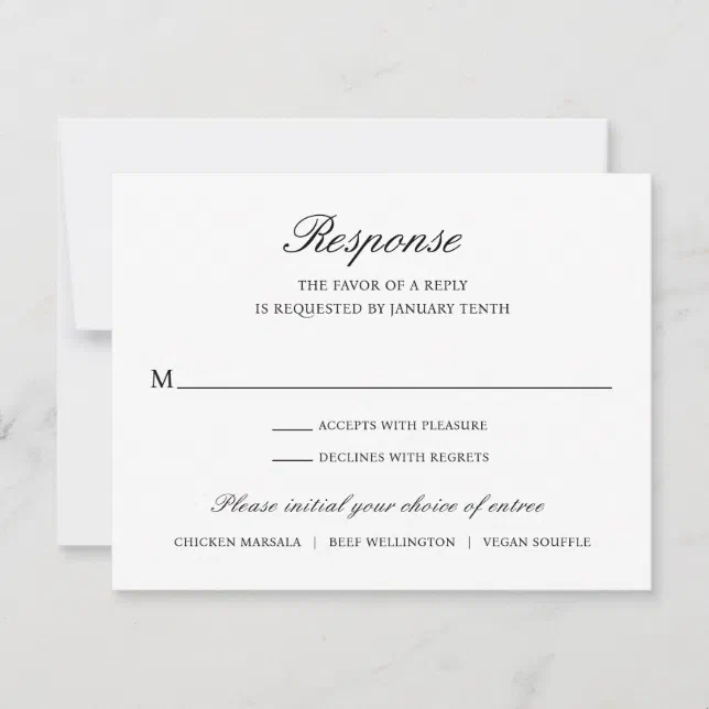 Simple Elegant Formal Traditional Wedding RSVP Card | Zazzle