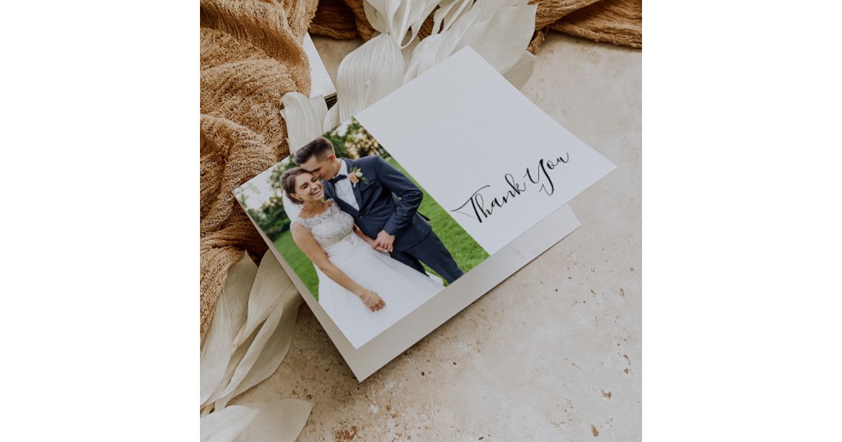 Simple Elegant Front and Back Photo Thank You Card | Zazzle