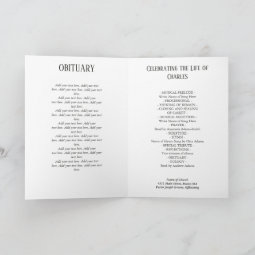 Simple Elegant Full Photo In Loving Memory Program | Zazzle