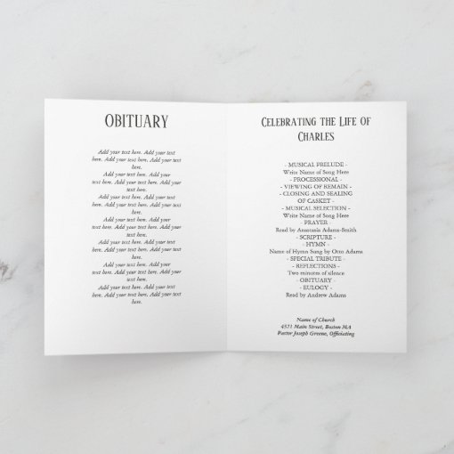 Simple Elegant Full Photo In Loving Memory Program | Zazzle