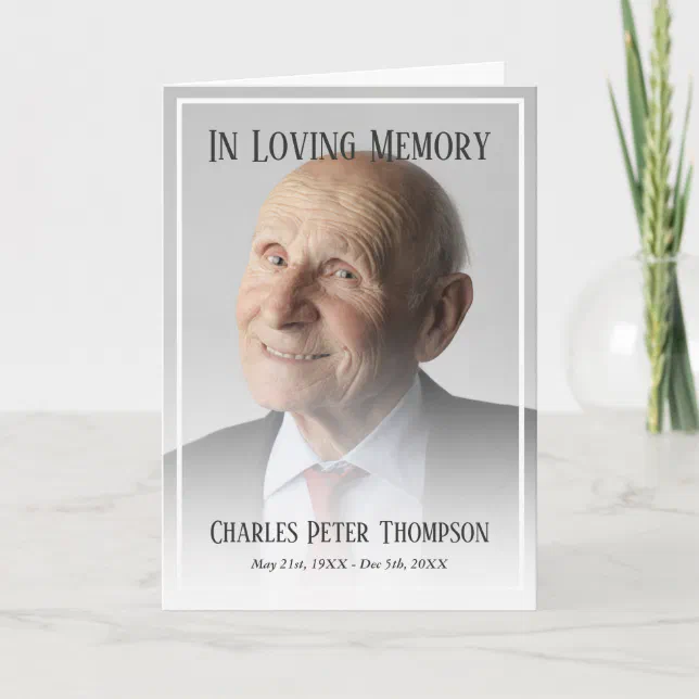 Simple Elegant Full Photo In Loving Memory Program | Zazzle