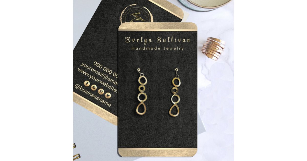 Simple Elegant Gold Earring Display Card | Zazzle