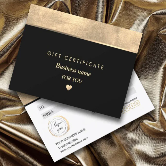 Simple Elegant Gold Foil Heart Gift Certificate | Zazzle