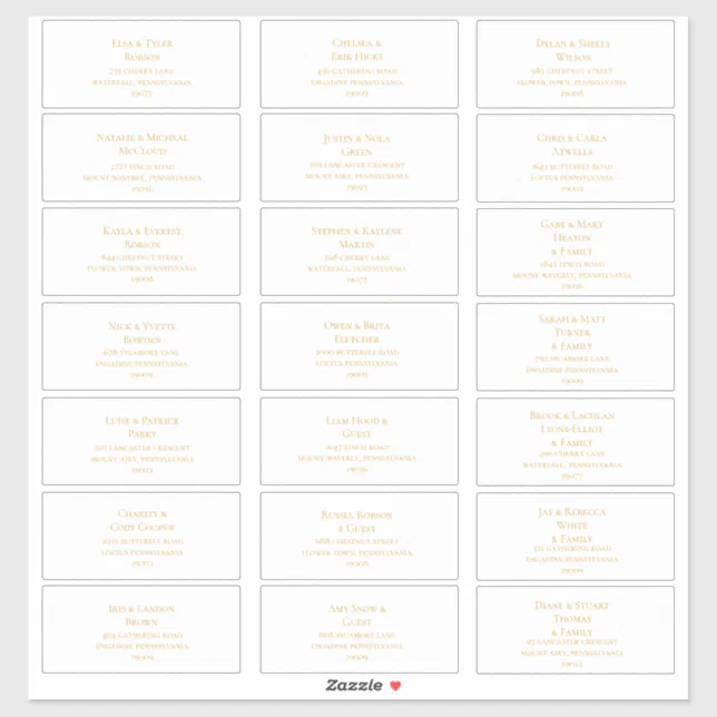 Simple Elegant Gold Font Wedding Address Labels | Zazzle