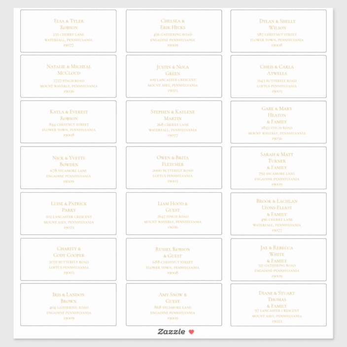 Simple Elegant Gold Font Wedding Address Labels | Zazzle.com