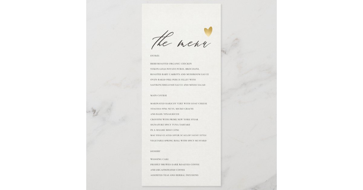 SIMPLE ELEGANT GOLD GREY TYPOGRAPHY menu card | Zazzle