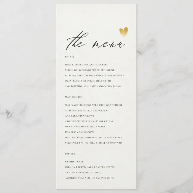 SIMPLE ELEGANT GOLD GREY TYPOGRAPHY menu card | Zazzle