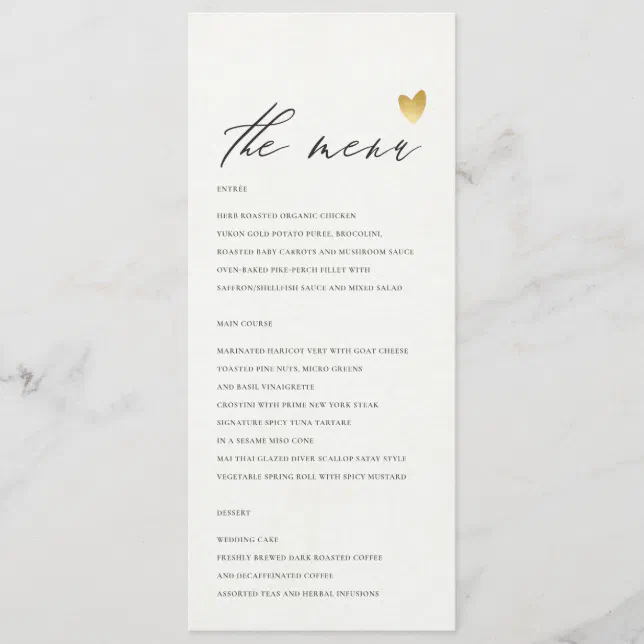 SIMPLE ELEGANT GOLD GREY TYPOGRAPHY menu card | Zazzle