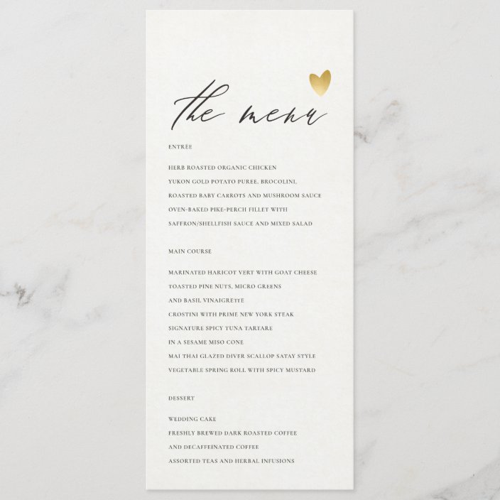 SIMPLE ELEGANT GOLD GREY TYPOGRAPHY menu card | Zazzle.com