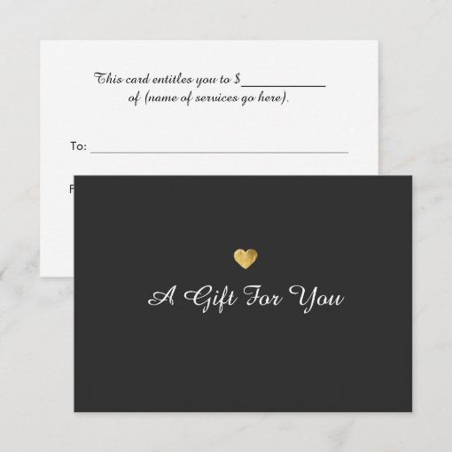Simple Elegant Gold Heart Gift Certificate | Zazzle