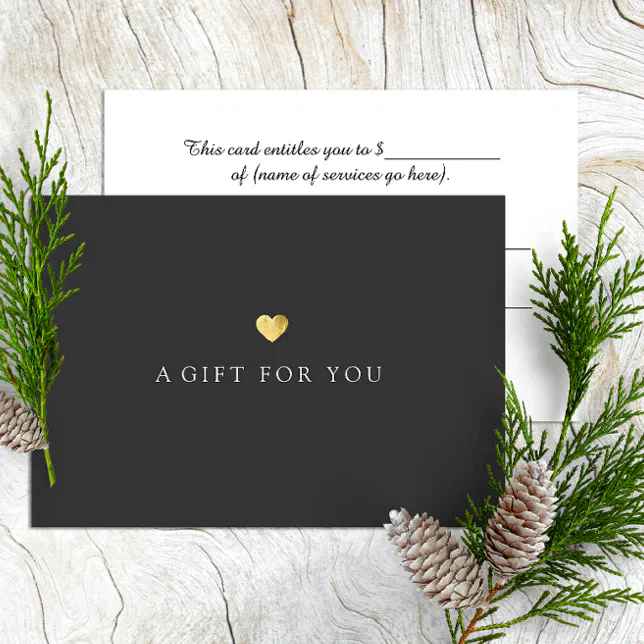Simple Elegant Gold Heart Gift Certificate | Zazzle